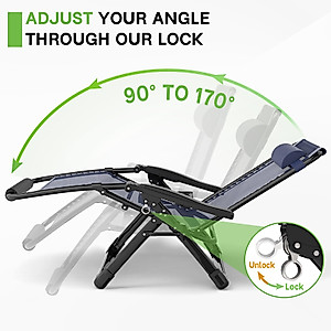 ZENPETIO 29In XL Zero Gravity Chair w/Cushion, Zero Gravity Recliner Lounge Chair for Indoor and Outdoor, Reclining Camping Chair for Lawn, Anti Gravity Chair with Cup Holder and Footrest, 440LBS