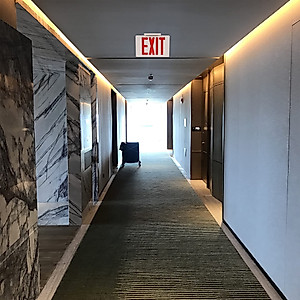 Gruenlich LED EXIT Sign, Emergency Light with Double Face and Back Up Batteries- US Standard Red Letter EXIT, UL 924 Qualified, 120-277 Voltage, 4-Pack