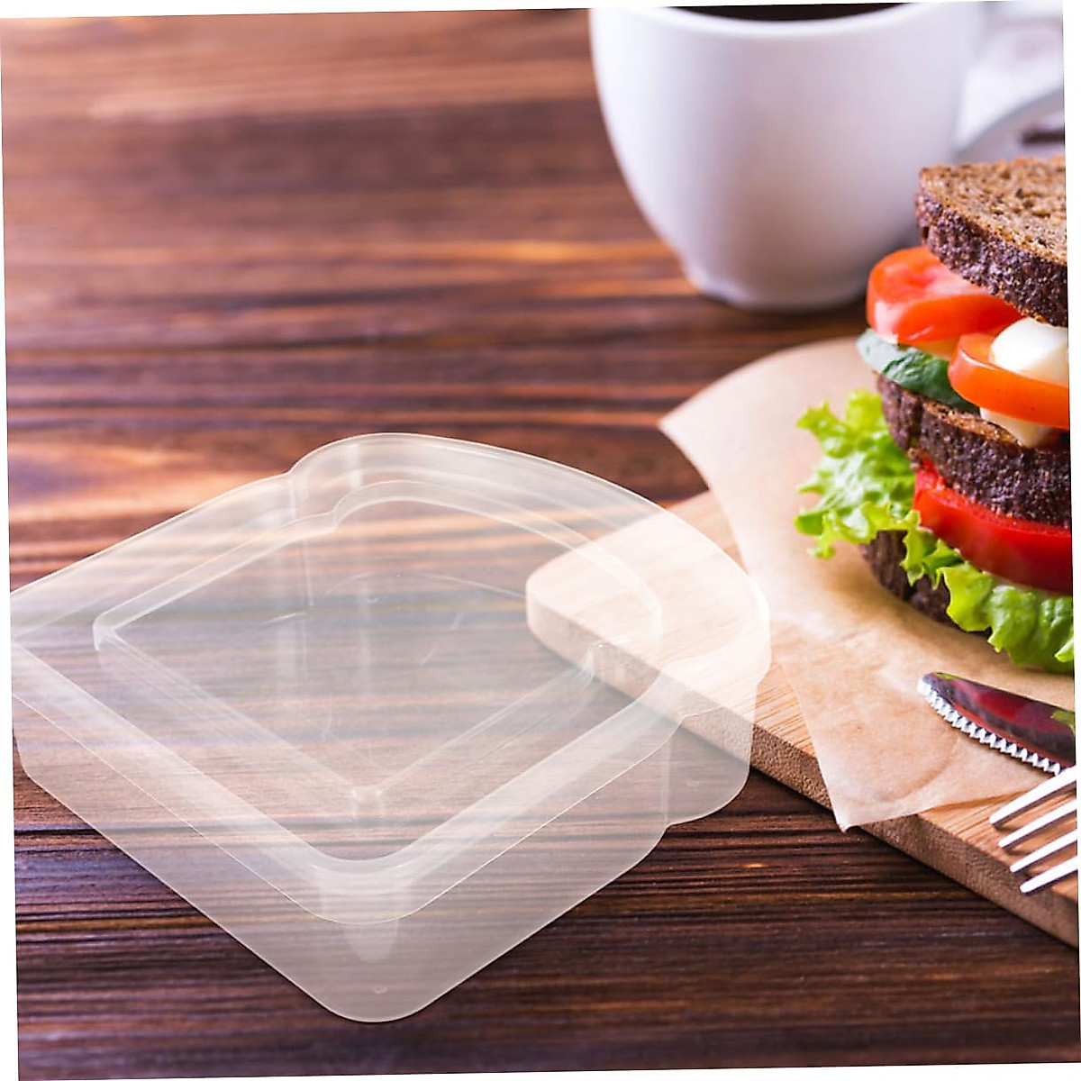 VINTORKY Set of Material Sandwich Containers Airtight Toast Boxes for Lunch Portable Sandwich Food Containers Lids for Work Camping Hiking