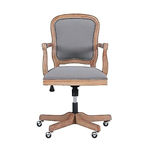Riverbay Furniture 19" - 23" Seat Height Transitional Wood & Fabric Office Chair with Brushed Silver Casters, Gas Lift, Adjustable Height, Some Assembly Required, in Light Gray Finish