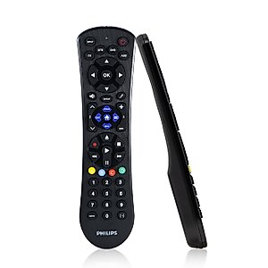 Philips Universal Remote Control, Universal TV Remote Replacement, Samsung TV Remote Control Universal, for Roku Remote Replacement, Vizio, LG, Sony, Apple TV, Smart TVs, 4 Device, Black, SRP9243B/27