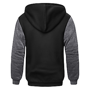 SCODI Hoodies for Men Heavyweight Fleece Sweatshirt - Full Zip Up Thick Sherpa Lined Hooded Jacket Black Middle gray 2XL