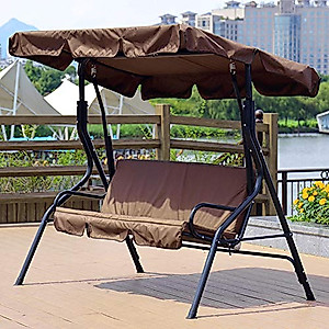 Swing Chair Cushion Cover, 3 Seat Outdoor Waterproof Swing Seat Cushion Cover Swing Chair Protection Cover for Patio Courtyard Garden 60 x 20 x 20in(Brown)