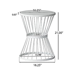 Christopher Knight Home Lassen Outdoor 16" Iron Side Table, Matte White