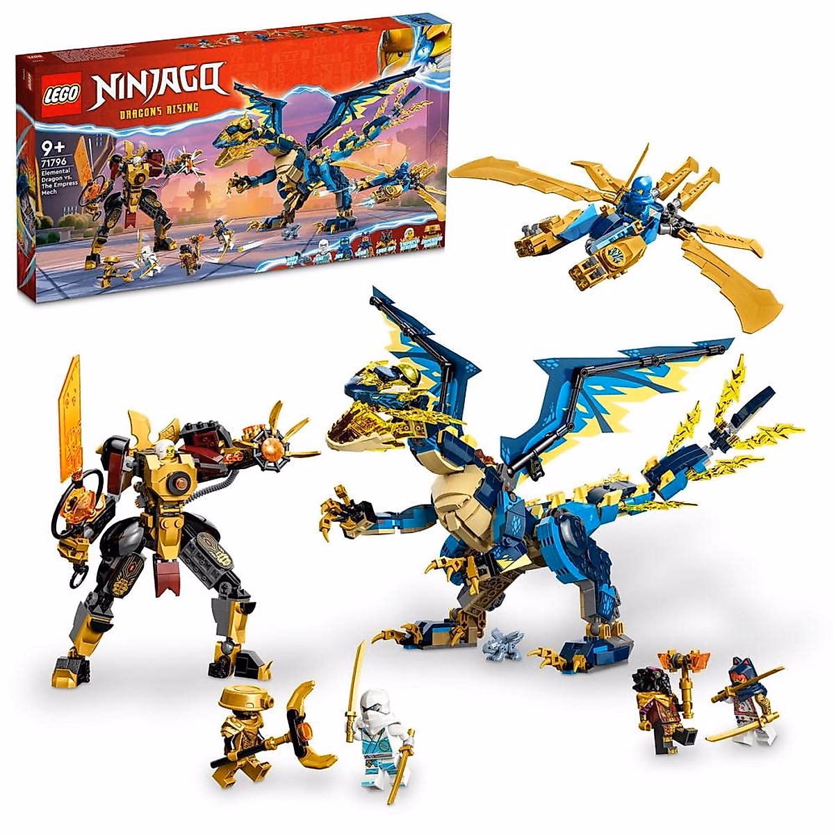 LEGO 71796 Ninjago The Elemental Dragon Against Empress' Robot Large Construction Toy for Christmas, with Figures and 6 Ninja Minifigures, Collectible Set, Kids Gift