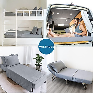 SPRINGSPIRIT Cot Sheets 30" x 75" x 9", 4 Piece Cot Sheet Set, Cot Size Fitted Sheets with Narrow Twin/Camp Bunk/Rvs Bunk/Guest Beds/Trifold Mattress, Grey