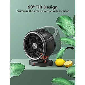 Space Heater Fan, 2-in-1 Vortex Portable Space Heater with Circulation Fan, 2 Heat and Fan Modes, 60°Wide Tilting Angle, Tip-over and Overheat Protections, Electric Heater for Bedroom Home Office Use