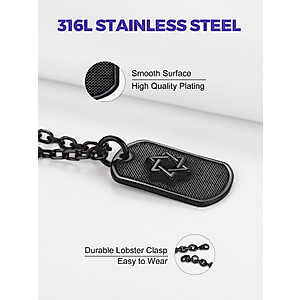 Richsteel Star of David Dog Tag Pendant for Women Mens Jewish Jewelry Chain Israel Flag Gifts Necklace