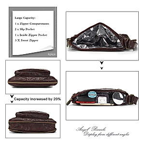 Angel Barcelo Crossover Purse and Handbags Crossbody Bags for Women,Ultra Soft Leather Neatpack Bag Shoulder Purses for Women Coffee