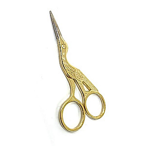 SEW TRENDS SCISSORFOBZ 3.5" Scissors Gold Stork Crane Design Handmade Stainless Steel Sharp Tip Sewing Embroidery Quilting Craft Dressmaker- #SCISR-01