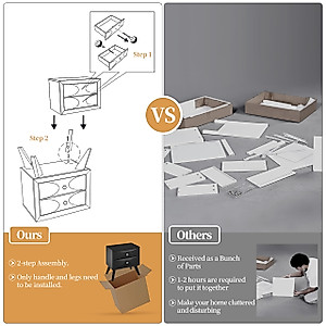 Yaheetech Nightstands Set of 2, Almost Fully-Assembled Nightstands with 2 Drawers and Solid Wood Legs, Large Bedside Tables with Storage, Modern Side Tables for Bedroom, 24.5″L×15″W×23.5″H, Black