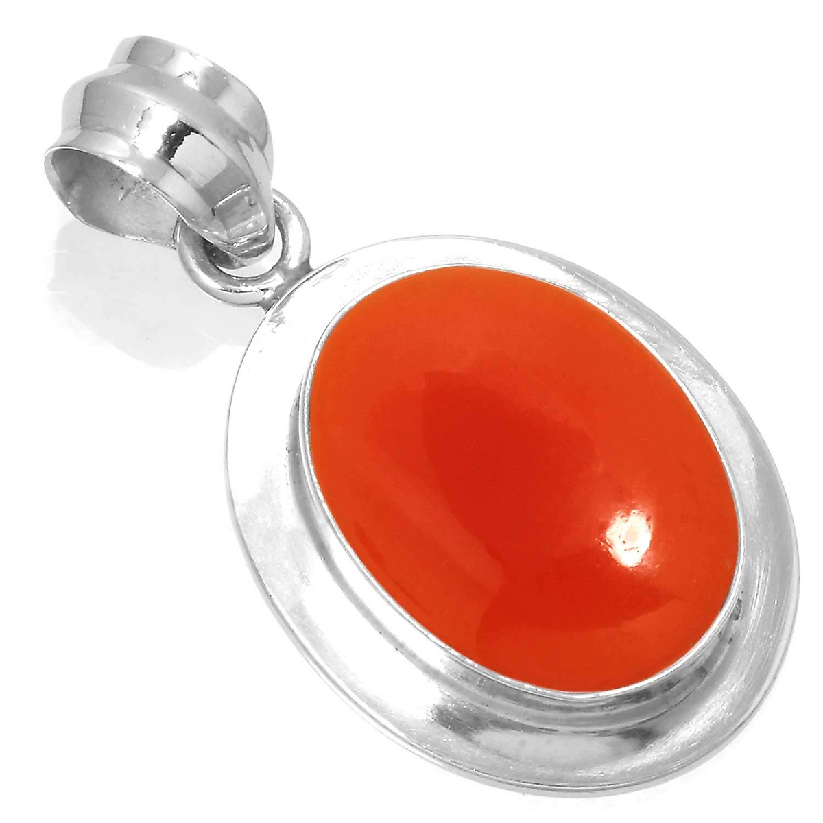 JEWELOPORIUM 925 Silver Pendant for Women Orange Natural Carnelian Stone Statement Silver Pendant Necklace Valentine's Day Gift Fashion Jewelry