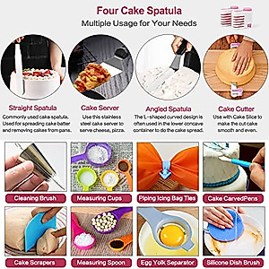 Cake Decorating Supplies with Aluminum Alloy Revolving Cake Stand, Cake Carrier, Acrylic Round Cake Discs, 268PCS Cake Decorating Kit with 54 Piping Tips, Various Cake Spatula, Reuseable Cake Board