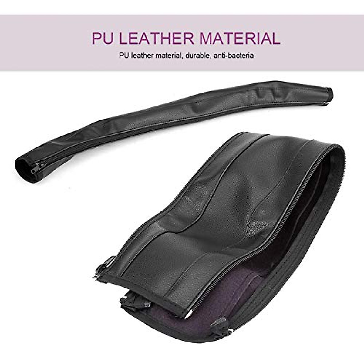 Pssopp Black PU Leather Waterproof Stroller Handlebar Cover, Universal Fit, Stroller Cover