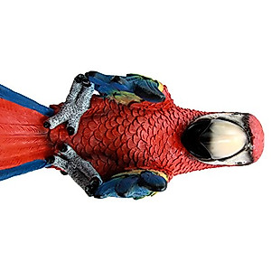 Ebros Gift Tropical Rio Rainforest Red Scarlet Macaw Parrot Wine Bottle Holder Caddy Figurine 10.25" Long Kitchen Dining Party Hosting Decor Statue of South American Evergreen Forest Birds