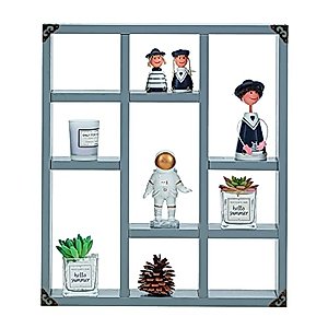 FIRMINANA Rustic Shadow Box,17.7-Inch Wall-Mounted (Vertical or Horizontal),9-Slot Rustic Wood Floating Shelves,Lightweight Solid Wood Display Shelf for Shot Glass (Walnut)