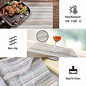 Sayopin Placemats, Placemats Set of 6, Woven Vinyl Placemats, Placemats for Dining Table, Place Mats Indoor, Easy to Wipe Clean Table Placemats, Washable Placemats for Everyday Use