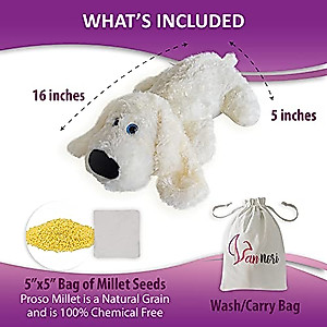 Large Microwavable Stuffed Animal Heating Pad | Menstrual Period Heating Pad for Cramps with Millet Seeds Bag & Soft Plush Fabric - Warm & Cozy Dog, Soothing Comfort for Adults, Teens and Kids