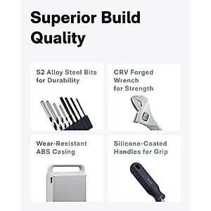 HOTO Cordless Brushless Drill Tool Set, Outstanding Appearance, Hidden Buckle, Unique LED Screen, Intelligent Digital Display, Safe, Exquisite & Practical, High-end Drill Kit for Home/Daily Use