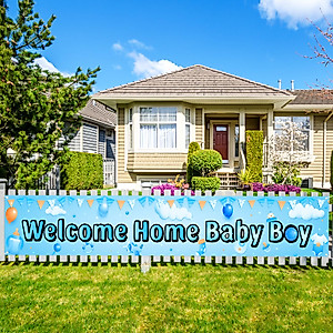 Labakita Welcome Home Baby Boy Yard Banner, Large It’s a Boy Baby Shower Banner, Blue Baby Shower Decorations for Boy, Gender Reveal Baby Shower Inside Outside Decoration