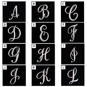 Letter Brooch Pins Initial Rhinestone Brooch for Women Crafts Silvery D