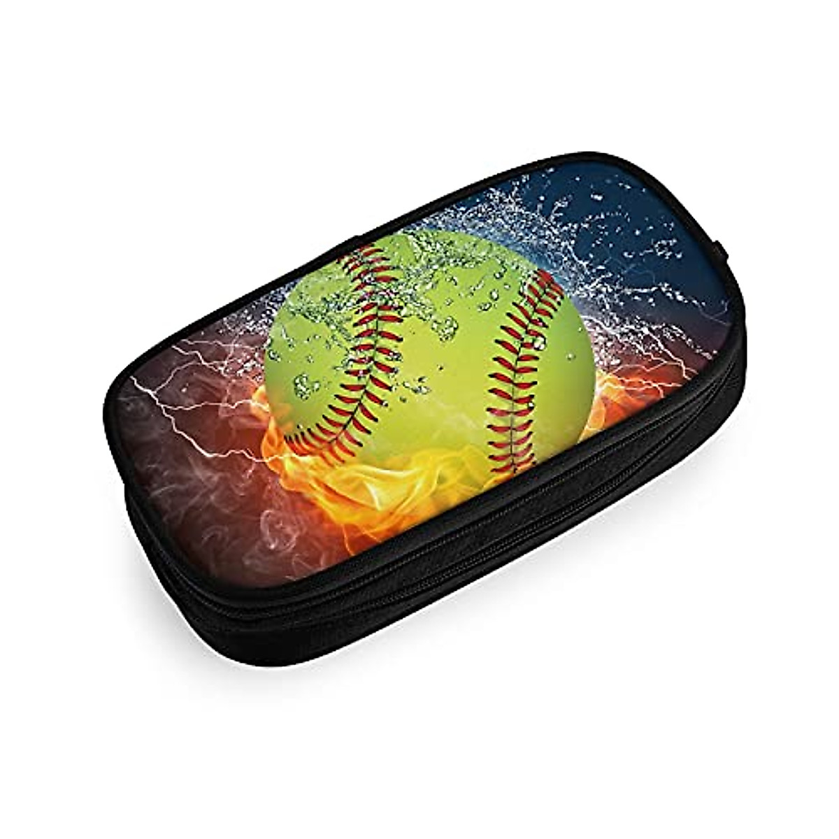 XIAOGUAISHOU, Fire Baseball Pencil Cases for Adults, Pencil Pouch Wide Opening Makeup Small Cosmetic Bag for Adults College Office
