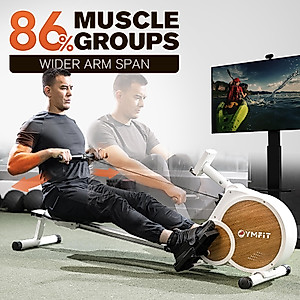 Rowing Machine, ZymFit Magnetic Rower Machine with 16 Levels of Resistance, Max 350lb Weight Capacity, Foldable Rowing Machines for Home Use