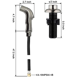Kitchen Sink Sprayer Replacement, Kitchen Sink Spray Head, Universal Side Sprayer with Hose and Holder, Pull Out Spray Head, Brushed Nickel Kitchen Sprayer