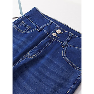 Sidefeel Women's High Waisted Tummy Control Jeans Spring Outfit 2025 Strechy Straight Leg Denim Pants Blue Size 16