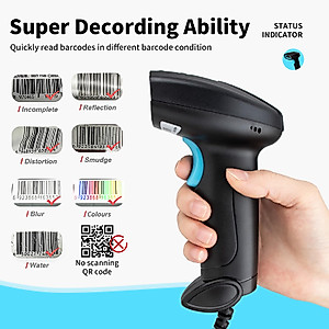 JIAN BOLAND Barcode Scanner USB 1D Wired CCD Barcode Reader Supports Screen Scan Bar Code Scanners for Store, Supermarket, Warehouse-U1