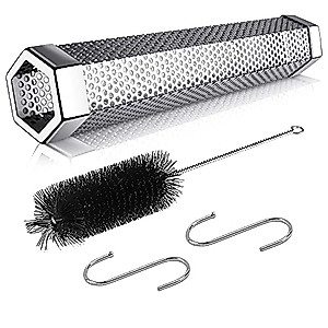 Prefdo Smoker Tube - 6” Stainless Steel Wood Pellet Tube Smokers for Cold or Hot Smoking , 5 Hours of Billowing Smoke, Work with Electric Gas Charcoal Grills or Smokers, H