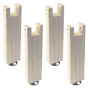 Mewutal 4PCS Wood Bed Frame Support Leg, Bed Part Replacement, Bed Support Bracket for Bedroom, with Mounting Screws and Adjustable Base (185mm, Adjustable 0-2cm)