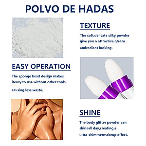 NewBang Highlighter Powder Stick Makeup,Body Shimmer Patting Powder Glitter High Gloss Sparkle Loose Powder Brighten Face Body Lips Eyes Glow Cosmetic-White Moonbeam