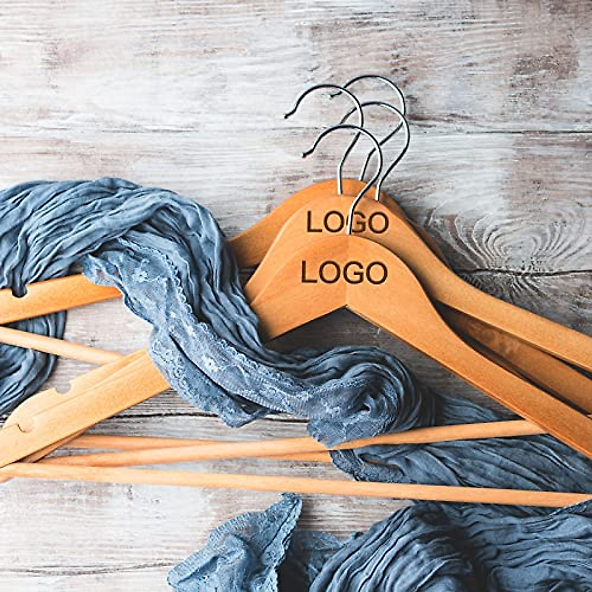 Wooden Coat Hangers, 5 Pieces of Personalized Engraved High-End Wooden Suit Hangers with Non-Slip Trouser Bars, 360° Rotating Hooks and Precise Cut Notches for Jackets, Pants, Dress Hangers (1)