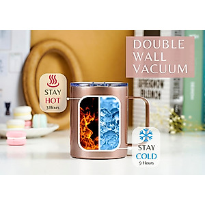 Onebttl Piano Teacher Gift for Women, 12oz/350ml Stainless Steel Insulated Coffee Mug with Lid - Rosegold