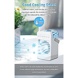 Portable Air Conditioners Fan, 600ml Water Tank Personal Mini Air Conditioners with 4 Wind Speeds, 2-6H Timer USB Evaporative Air Cooler Fan with LED Light for Home Office Bedroom Kitchen