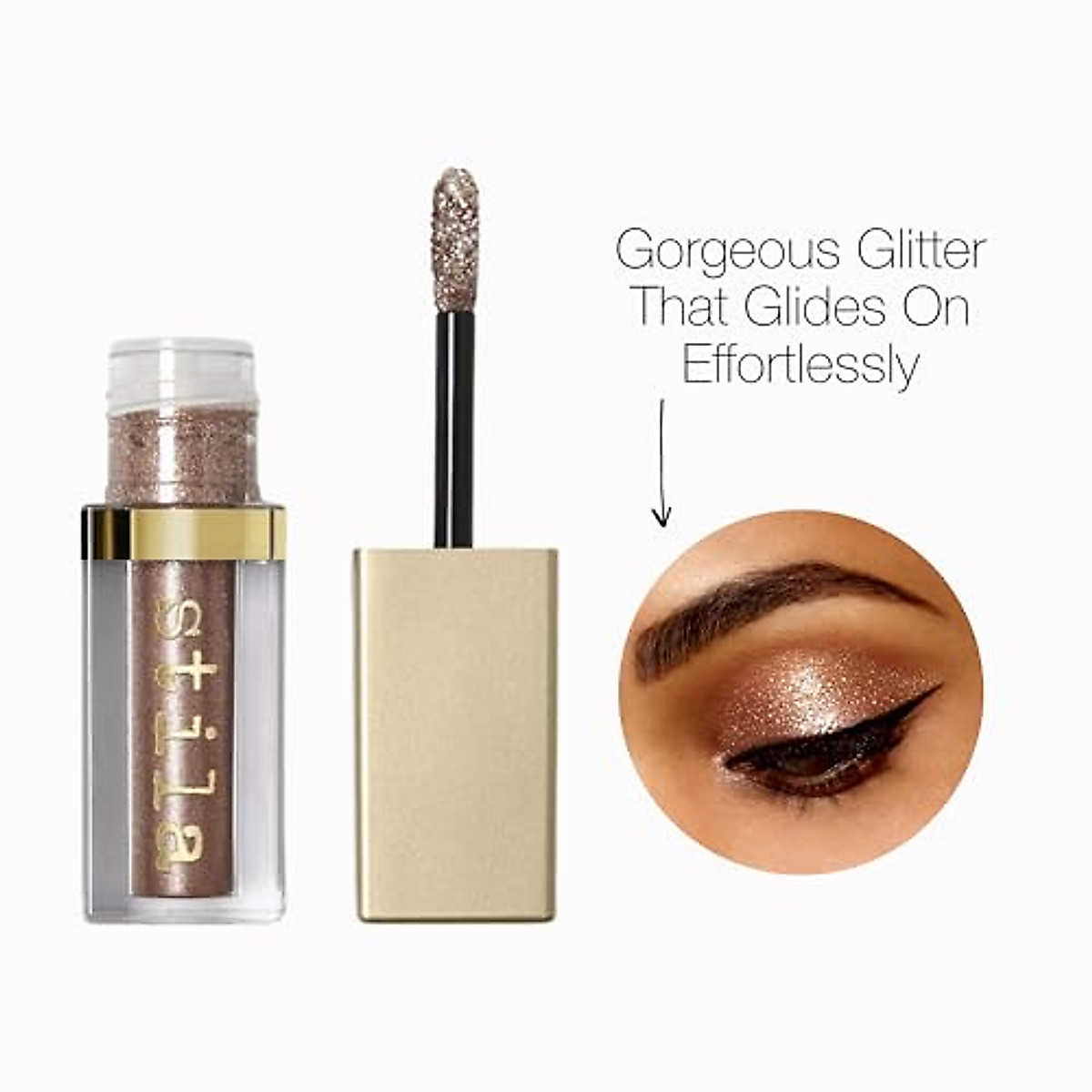 Stila Magnificent Metals Glitter and Glow Liquid Eye Shadow | Long Lasting Sparkle, Quick-Drying Eye Makeup | Lightweight Water Base | Bronzed Bell