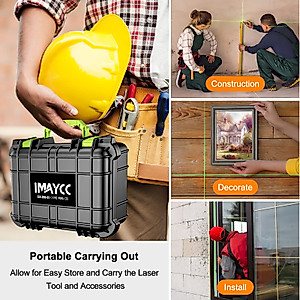 IMAYCC Laser Level, 4x360° Self Leveling Laser Level, 4D Cross Line Laser with Remote Control, Anti-fall Box, Multiple Stands, Rechargeable Batteries for Construction and Decoration