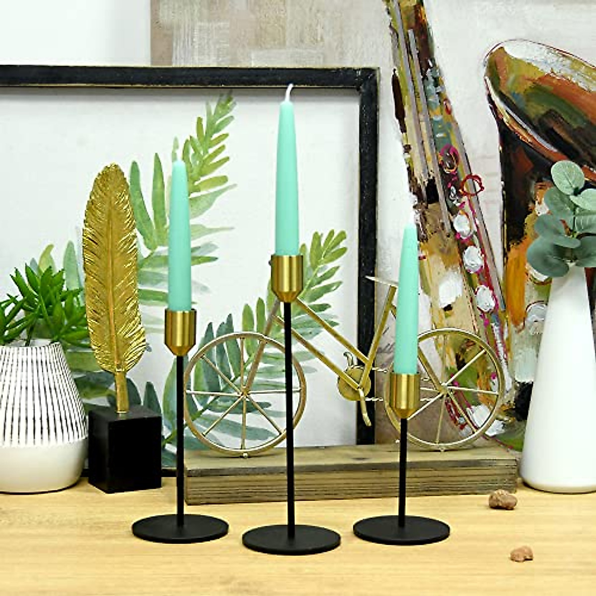 Zest Candle 12-Piece Taper Candles, 6-Inch, Aqua