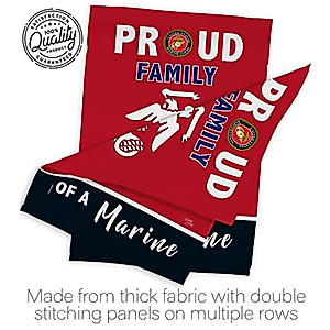 Breeze Decor Proud Family Garden Flag Set Wood Dowel Armed Forces Marine Corps USMC Semper Fi United State American Military Veteran Retire Official House Yard Gift Double-Sided, Made in USA