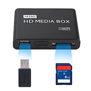 1080P Full-HD Digital Media Player, HDMI/AV/VGA Output, 7.1 Surround Sound, HDMI Media Player with Remote Control, 1080P HDMI TV Media Player for USB MMC RMVB MP3 AVI MKV(US Plug)