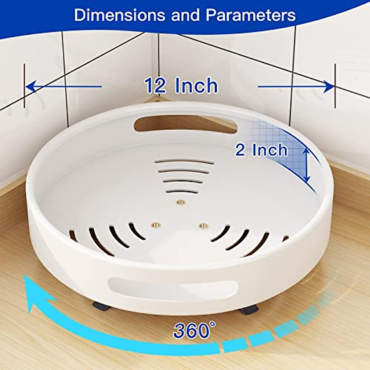 DIHUMK Lazy Susan Organizer Turntable for Kitchen Cabinet Pantry Bathroom or Countertop with Large Spice Rack Steel (12 Inch, White)