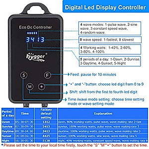 hygger Quiet Magnetic Aquarium Wave Maker, 1600GPH DC 12V Powerhead with Digital Led Display Controller, Submersible Water Inverter Circulation Pump for Fish Tank 3-25 Gallon