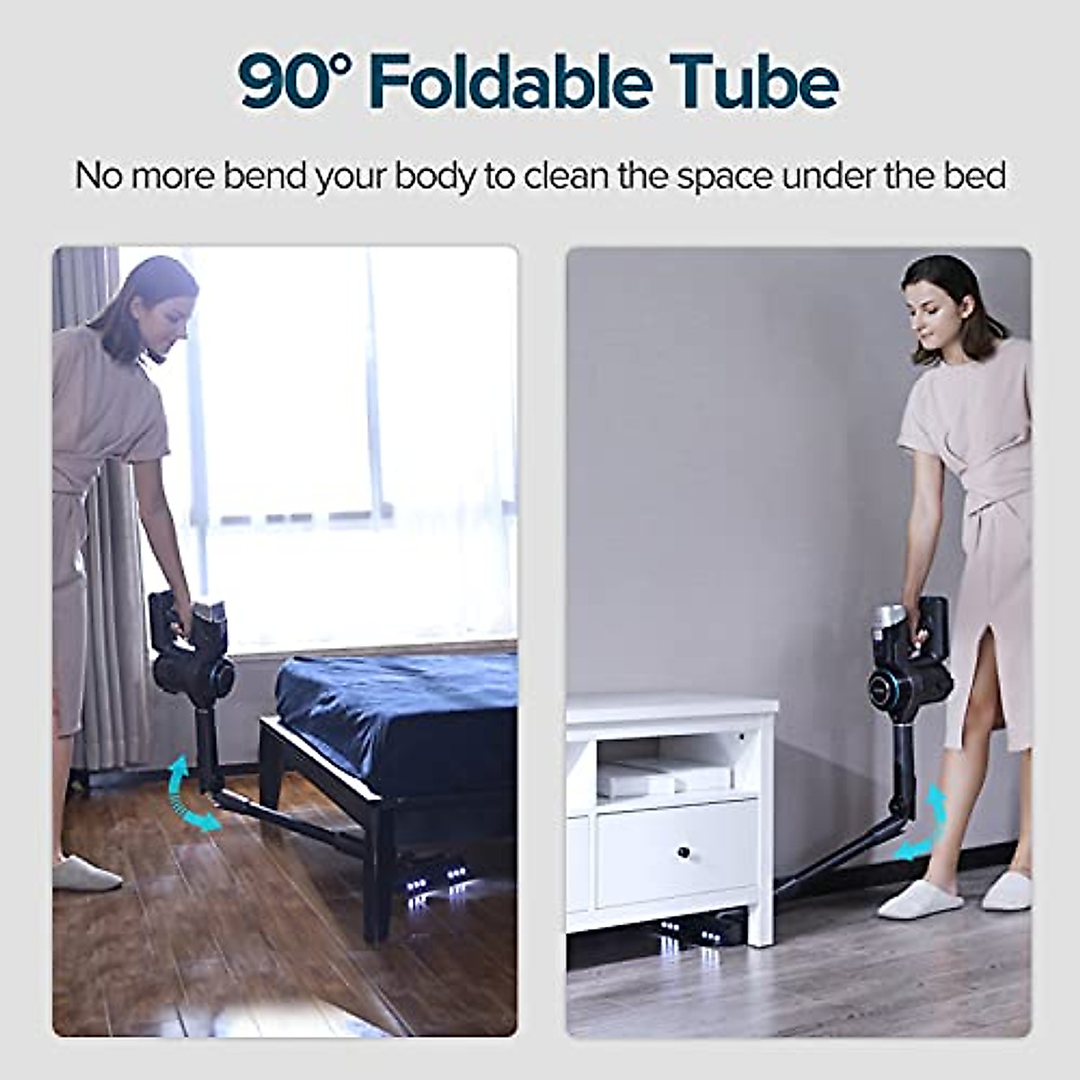 Redkey F10 Foldable Cordless Vacuum 3 in 1 Stick Vacuum Cleaner, Electric Stick Vacuum Cleaner 23Kpa 60 mins Runtime with 2200mAh Detachable Battery for Home Pet Hair Hard Floor Carpet