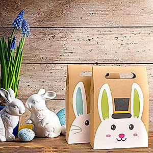 DECORLIFE 21PCS Easter Treat Bags, Easter Goodie Bags for Kids Eggs Hunt, Gift Bag with Handles, Paper Bags Bulk for Party Favors