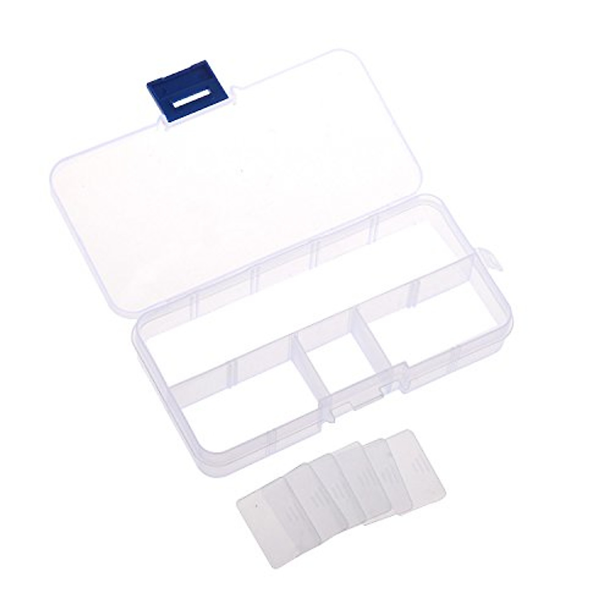 ALL in ONE 6pcs Clear Plastic Storage Box Bead Organizer Display Containers with Adjustable Dividers (13x2.6x2cm 10 Grids)