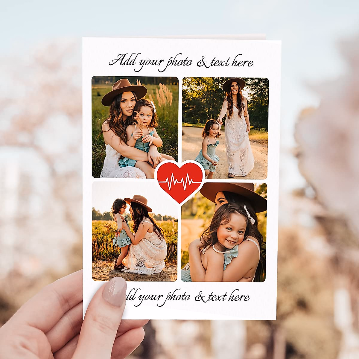winorax Custom Card With Photos Collage Personalized Greeting Card with Photo Pictures Text Messages Custom Gifts For Mom Dad Couple Besties Mother's Day Birthday Christmas