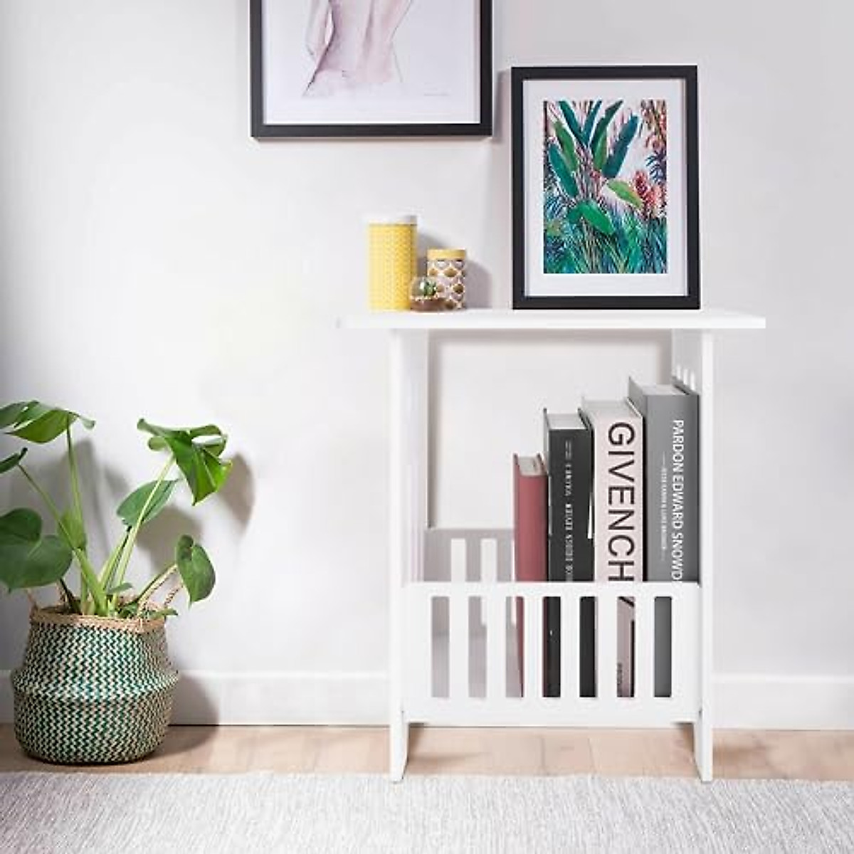 JNTKE Rectangular Side Table, End Table with Storage Shelf 13.4"x10.2"x15.8" Small Bedside Table Night Stand for Living Room Couch Sofa Bedroom Balcony Home Office