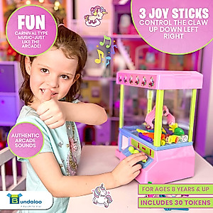 Bundaloo Claw Machine Arcade Game with Sound, Unicorn Themed Mini Candy Grabber Prize Dispenser Vending Toy for Kids, Boys & Girls