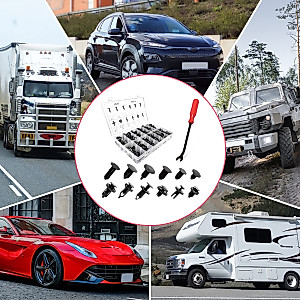240 PCS Bumper Retainer Clip Kit for Car, Car Plastic Rivets Fastener Push Retainer Set Including Most Common Sizes Auto Push Rivets for Door Trim Panel Most Cars, with Remover Tool （240）